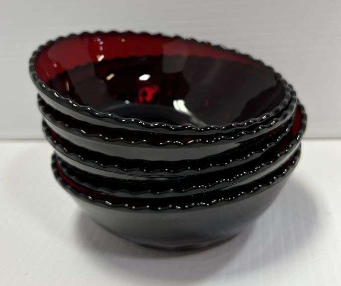 Red deer dishes, include: Star shaped bowl, 14"; (6) Ruffled bowls, 4 1 ...