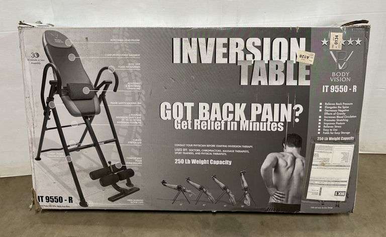 Inversion table, by Body Vision, Model No. IT-9550-R, NOS - Albrecht Auction Service