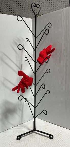Black metal mitten drying rack, 38"H - Albrecht Auction Service