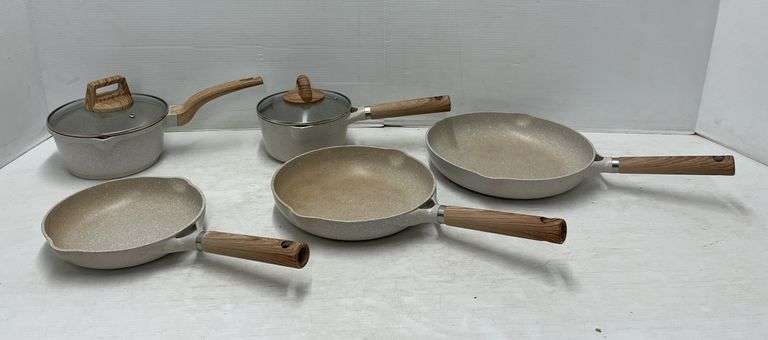 (5) Master Class cookware, heavy duty cast aluminum body ceramic non ...