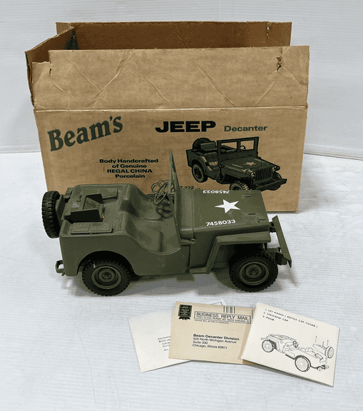 1986 Army Willys Jeep Jim Beam, full decanter, unbroken seal and ...