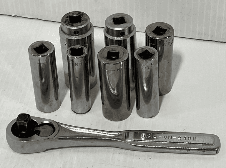 Craftsman deep well 6-point socket set, 1/2" through 7/8" sockets and 3 ...