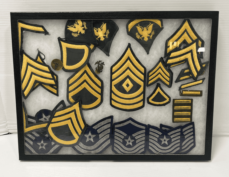Collection of Army and Air Force Rank patches, Marine pin, patches up ...