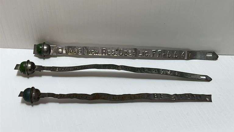 (3) Vintage Michigan Metal Resident Deer Tags, includes: 1946, 1948 ...