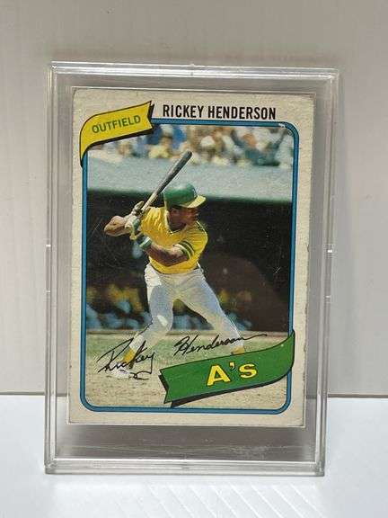 1980 Topps Rickey Henderson rookie card, no. 482, very good, decent ...