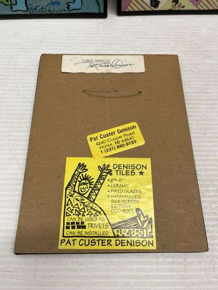Pat Custer Denison ceramic wall tile, all signed, 6" x 8", very good ...