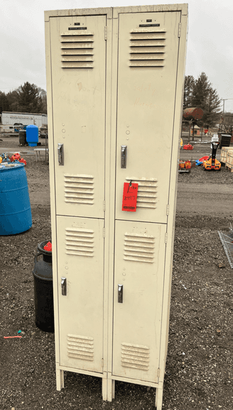 Lockers, one unit with (4) lockers, tan and white, 24"W x 15"D x 78"H ...
