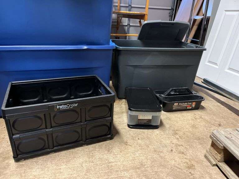 Tote full of (6) other totes, includes: One- Insta-Crate with two ...