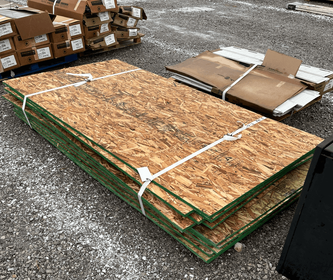(14) OSB sheets, includes: Five- 5/8" OSB 4x8 Sheets, and Nine- 1/2 ...