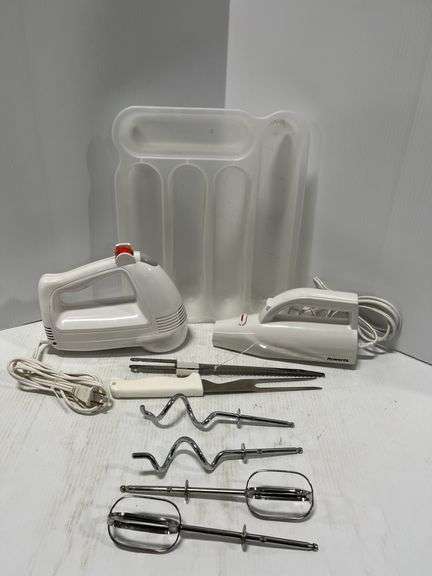 Sunbeam Mixmaster hand mixer with (4) beaters, Rowenta electric knife ...