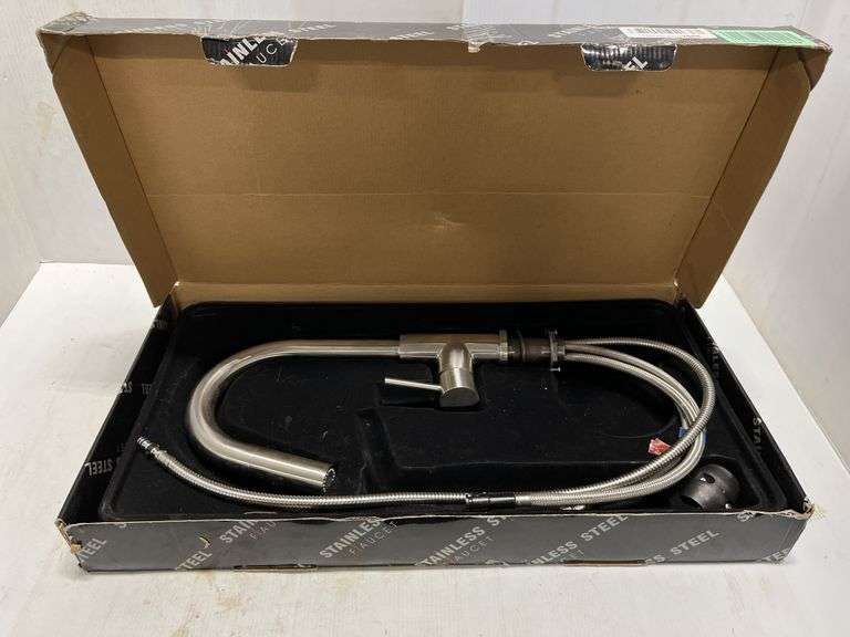 Single hole stainless steel pull down kitchen faucet, missing soap ...