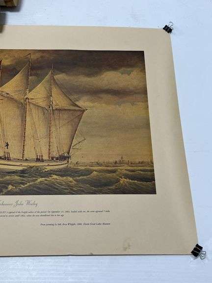 (3) Lithographic reproduction series, 1972, ships, includes: One- Put ...