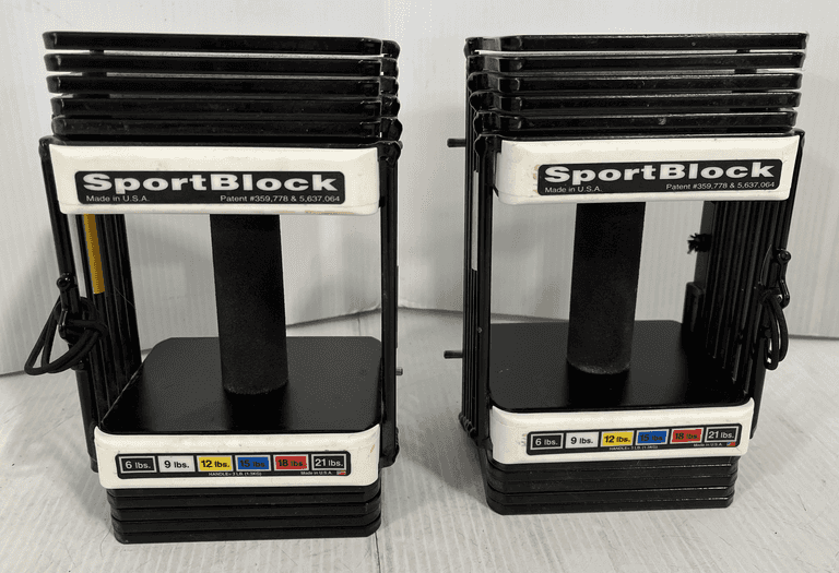 (2) Sport Block adjustable dumbbells, up to 21 lbs., good - Albrecht ...