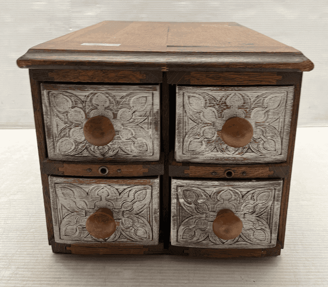 Upcycled sewing machine parts tabletop chest of 4-drawers, 12" x 16" x ...