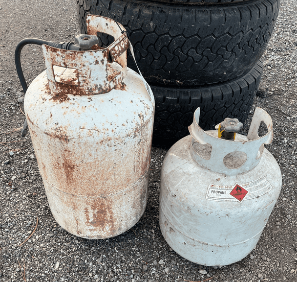 (2) Propane tanks, include: 20 lb. and 30 lb., old and new style valves ...