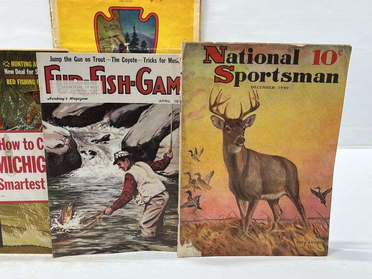 Antique hunting and fishing ephemera, includes: 1920s-1940s Magazines ...