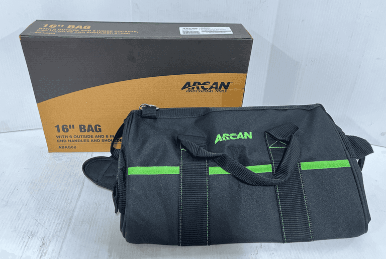 Arcan tool bag, No. ABAG68, 16", has eight inside pockets, six outside pockets, handles, and ...