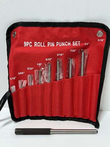9-Piece roll pin punch set, new in pouch - Albrecht Auction Service