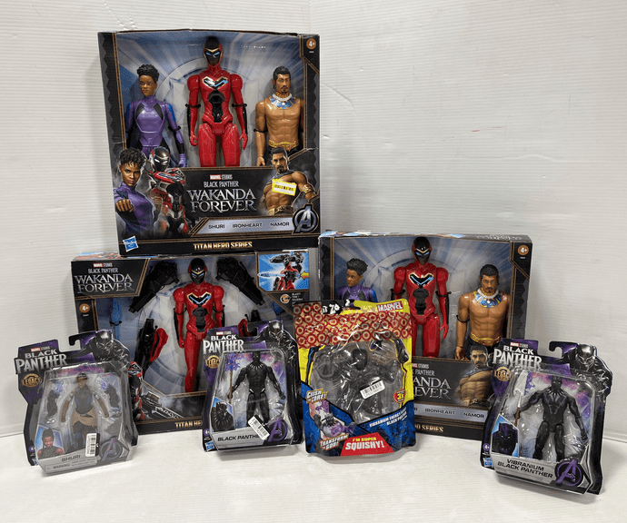 (7) Pieces of Black Panther toy items, includes: Marvel Studios Action ...