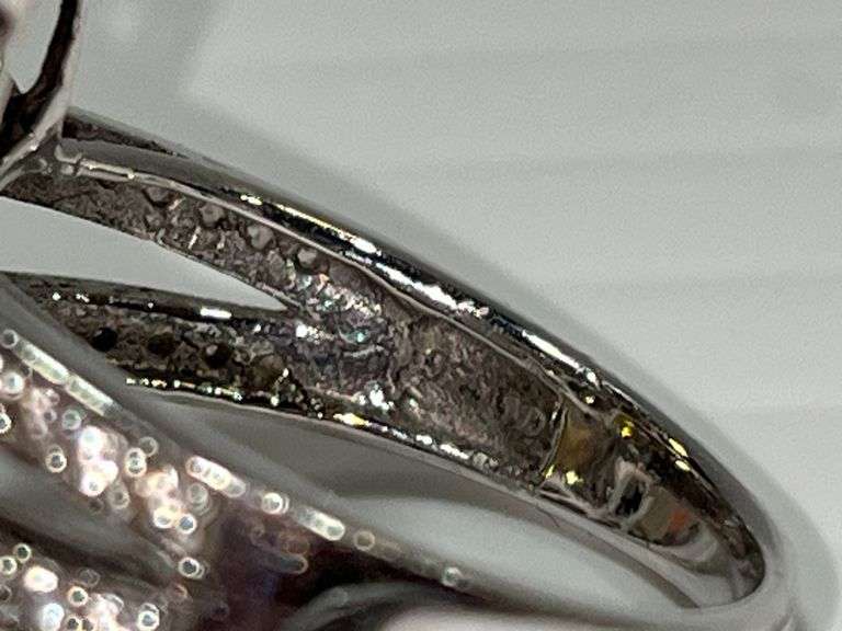 Multi-color lab grown diamond ring set in rhodium plated sterling ...