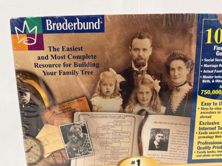 Family Tree maker, Broderbund deluxe 10-CD set, factory sealed ...