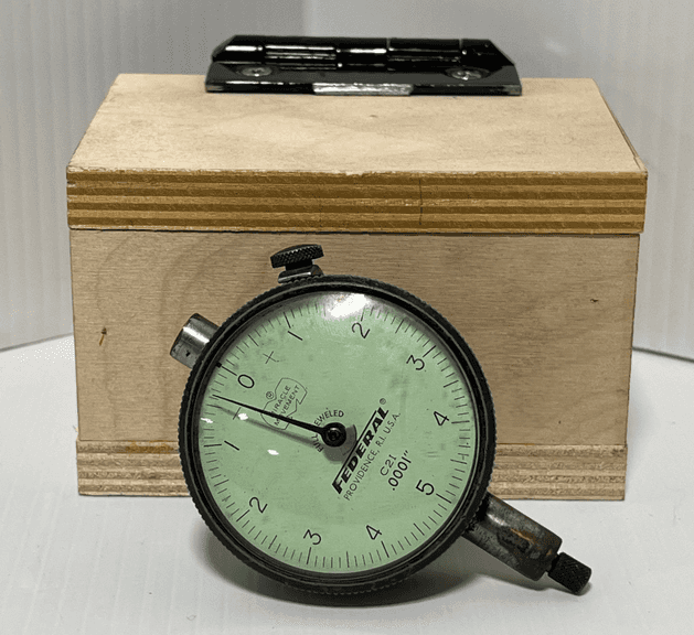 Federal dial indicator, box- 4 3/4"L, .0001" graduations, in box, good ...