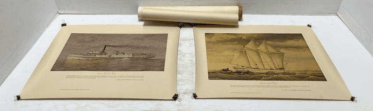 (3) Lithographic reproduction series, 1972, ships, includes: One- Put ...