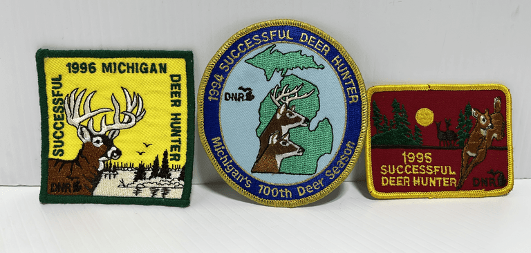 (3) Michigan Successful Deer Hunter patches, includes: 1994, 1995, and ...