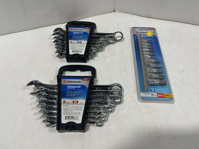 (3) Sets of JobSmart Grand Tools, includes: 8-Piece SAE combo wrenches ...