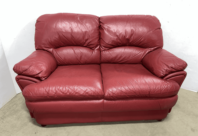 Red love seat, 57"W, very good - Albrecht Auction Service