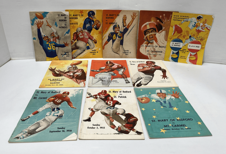 (12) Different St. Mary's of Redford high school football game programs ...