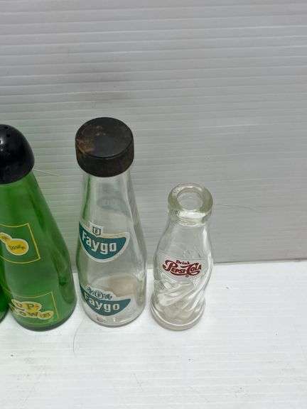 Miniature glass drink S/P bottles, include: (2) Up Town, (2) Clearly ...