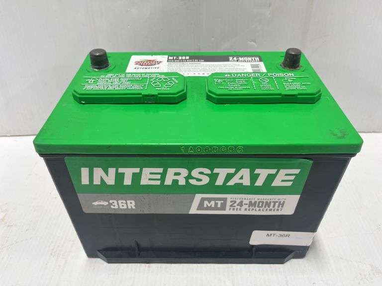 Interstate automotive battery, top post, guaranteed to be fully charged ...