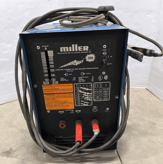 Miller Thunderbolt 225V stick welder, 15' lead, 10' ground, 12"W x 14"D ...