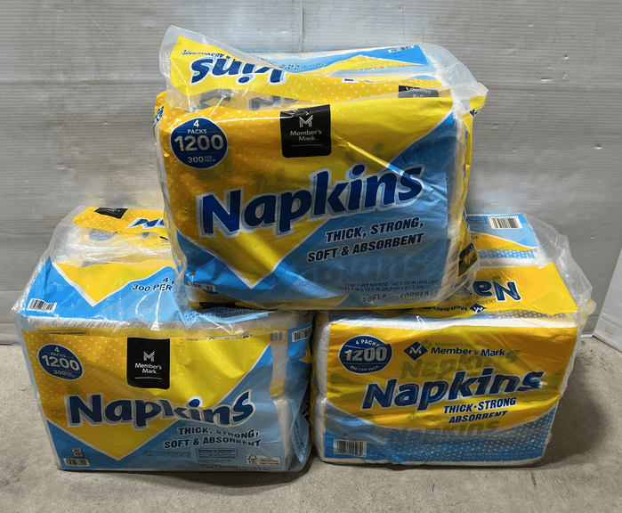 (3) Jumbo packs of Members Mark napkins, each contains 4 packs of 300 ...