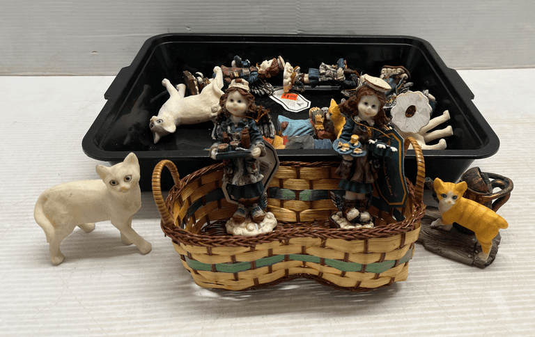 (14) Figurines, includes: Cats, bears, girls by fire, Cornerstone, up ...