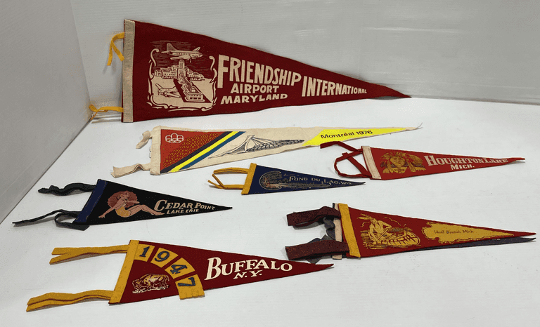 (8) Older pennants, up to 27"L - Albrecht Auction Service