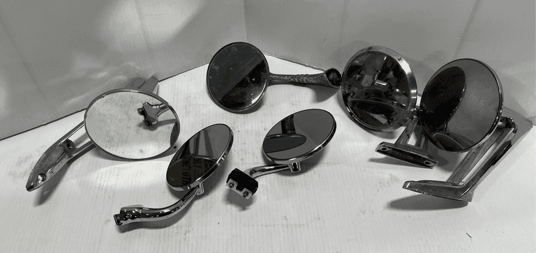 (2) Matching car door peep mirror, very good; (2) Classic car mirrors ...