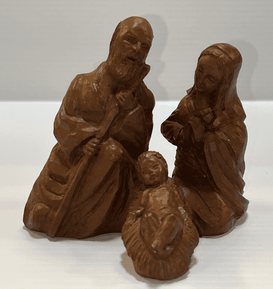 Red Mill Mfg. 1987 3-piece Christmas Nativity Set, made from pecan ...
