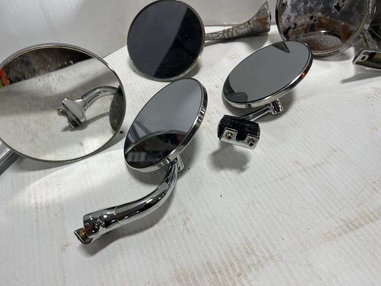 (2) Matching car door peep mirror, very good; (2) Classic car mirrors ...