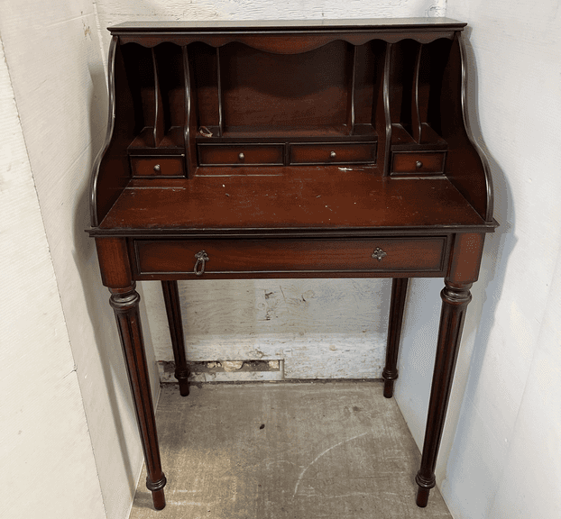 Small wooden secretary table, 29"W x 20"D x 43"H - Albrecht Auction Service