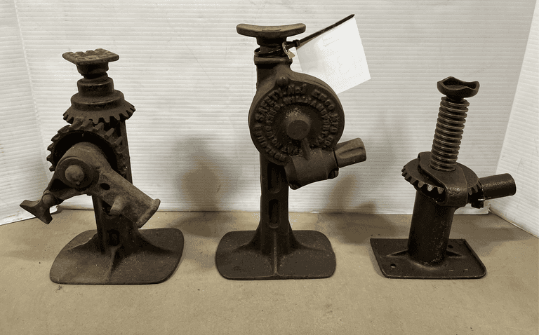(3) Antique car jacks, 11 1/2"H, fair - Albrecht Auction Service