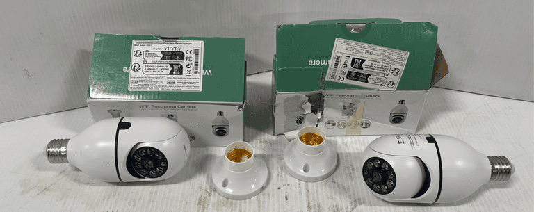 (2) Bulb safe wifi cameras, wireless, 360° panoramic, 2.4GHZ, smart ...