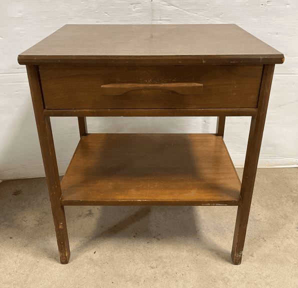 Small wooden two-level end table with drawer, 20 1/4"W x 14 1/2"D x 24 ...