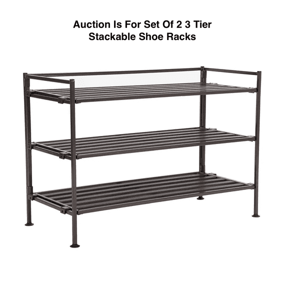 Brown metal three-tier shoe rack or utility rack, stackable, NIB ...