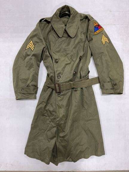 U.S. Military Mens Long Trench Coat Jacket with "Hell on Wheels" 2nd ...