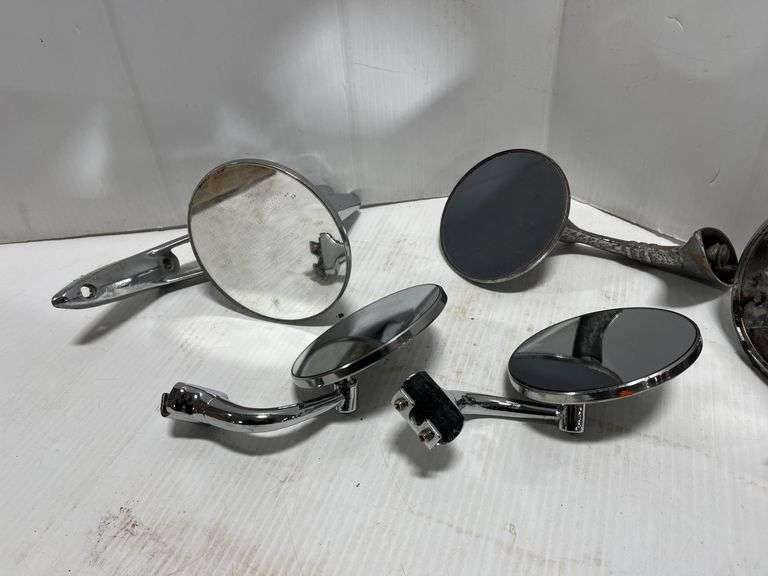 (2) Matching car door peep mirror, very good; (2) Classic car mirrors ...