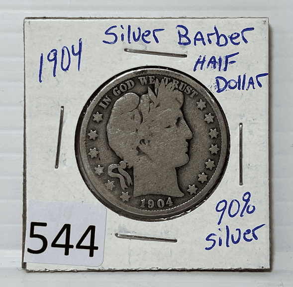 1904 Barber silver half dollar, 90% silver, ex-nice shape - Albrecht ...