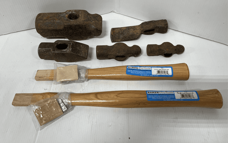8 Lb. sledge, (2) Ball-Peen, 2 Lb. Sledge ad hatchet heads, and (2 ...