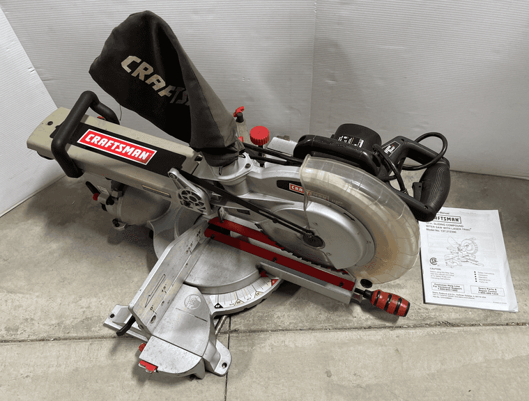Craftsman 12" sliding compound miter saw with hold-down and table ...